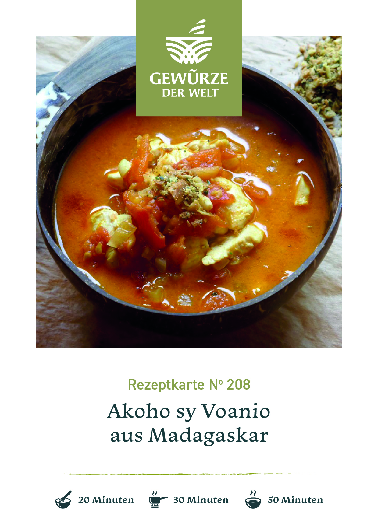 Rezeptkarte N°208 Akoho sy Voanio aus Madagaskar | Gewürze der Welt